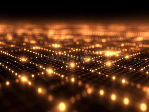 Exploring Glowing Grid A Digital Landscape Of Light And Network Stock
