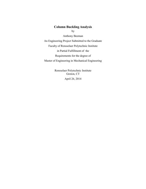 Column Buckling Analysis Rensselaer Polytechnic Institute