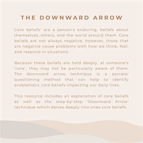 Downward Arrow Technique Core Beliefs Worksheet Pdf Pattern Etsy