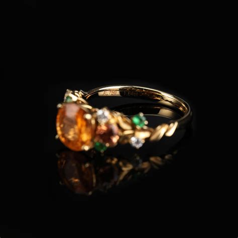 Fanta Garnet Ring18k Solid Gold Ring164ct Oval Fanta Ring Natural