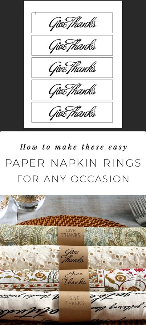 Paper Printable Napkin Ring Template