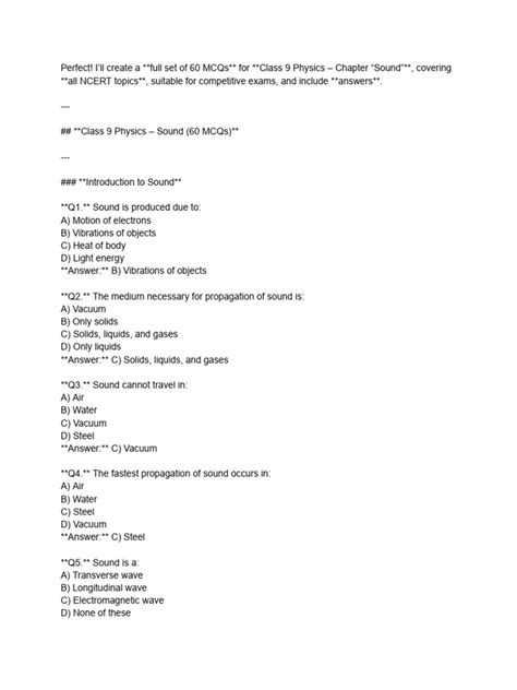 Class 9th Physics Chapter 5 Pdf Sound Waves
