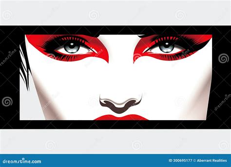 An Illustration Of A Womans Face With Red Eyes Stock Illustration