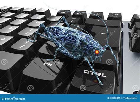 Digital Safety Concept Electronic Bug On Computer Keyboard Stock Illustration Illustration Of
