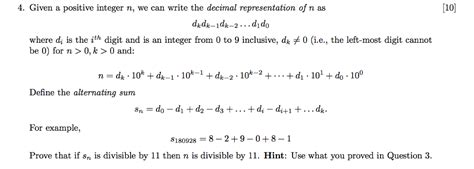 Solved 4 Given A Positive Integer N We Can Write The