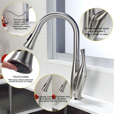 Single Handle Pull Out Stainless Steel Kitchen Faucet Brushed Nickel