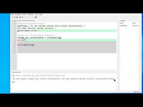 Zeichenketten Strings Und Zeichenkettenfunktionen In Python Youtube