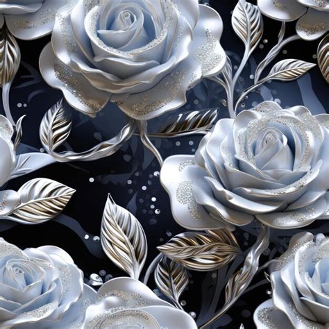 Premium Ai Image Silver Art Calligraphy Holography Beautiful Chic Art Design Silver Roses In