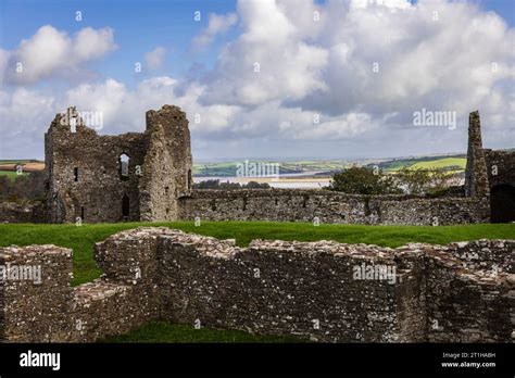 Llansteffan Castle Ruins Overlooking The Estuary Of The River Tywi On