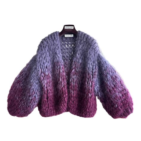 Grof Gebreid Vest Paars Burgundy Maison Osé