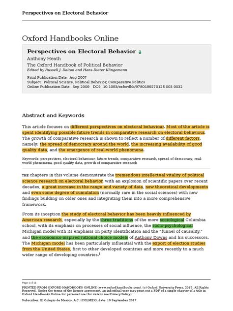 Heat 2007 Perspectives On Electoral Behavior Ohpb Pdf Democracy