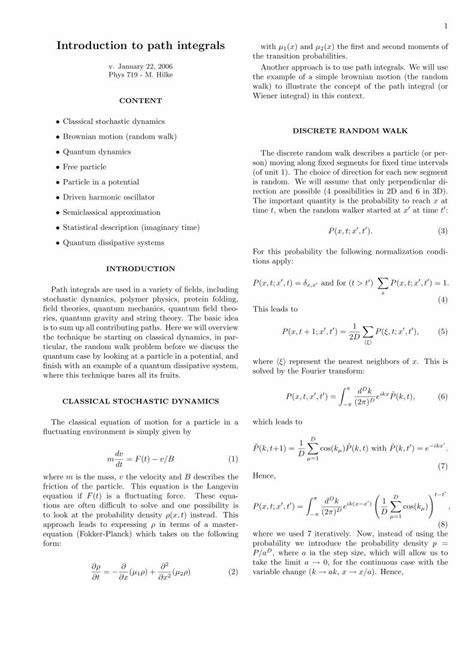 Pdf Introduction To Path Integrals Mcgill Physicshilke719pdf1