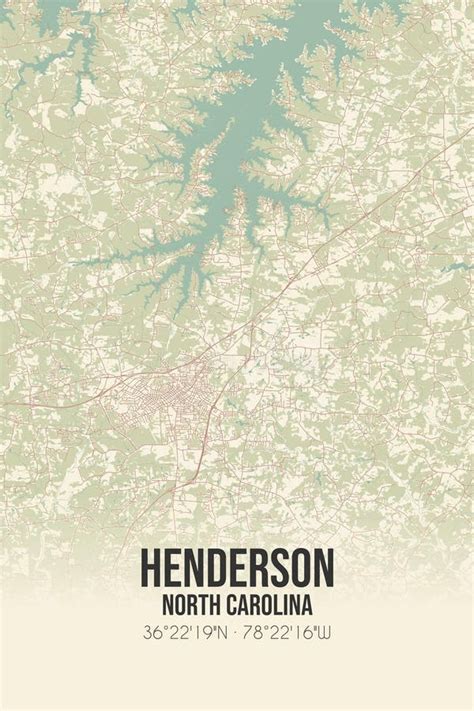 Retro Us Map Of Henderson North Carolina Vintage Street Map Stock