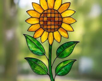 Sunflower Stained Glass Pattern Beginner Sunflower Suncatcher Template