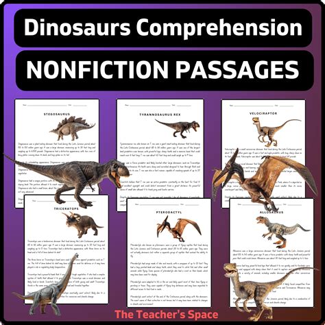 Dinosaur Activities Nonfiction Reading Comprehension Passages Made By