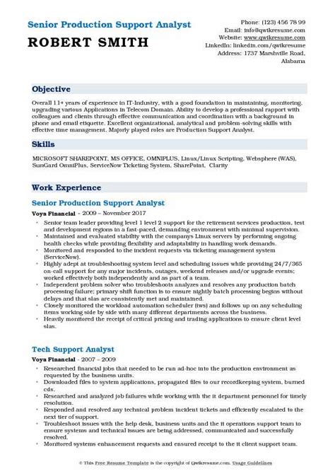10 Production Support Analyst Resume Samples And Templates For 2025