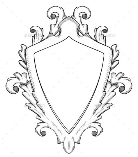 Baroque Shield Drawing Shield Outline Drawing Ornate Medieval Shield