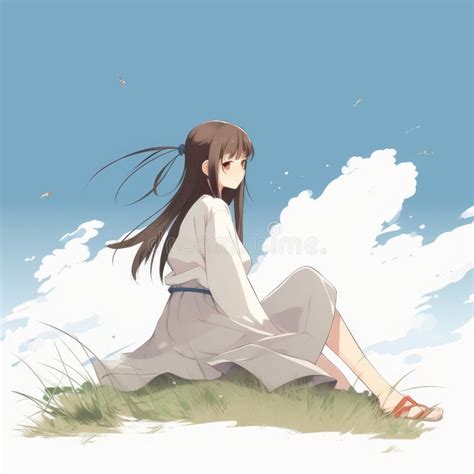 Japanese Anime Style Girl Image Generative Ai Stock Illustration