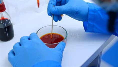 Microbiological Research Inoculating Bacteria On Petri Dish Stock