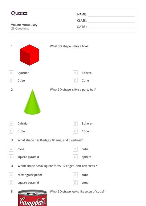 50 Volume Of A Cone Worksheets For 3rd Grade On Quizizz Free And Printable