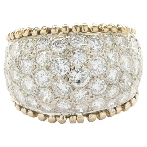 14 Karat Yellow Gold And Pave Diamond Cigar Band Ring At 1stdibs