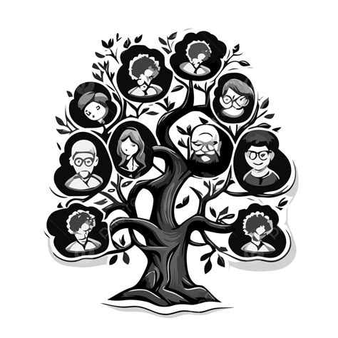 árbol Genealógico En Blanco Y Negro Silueta Árbol Genealógico