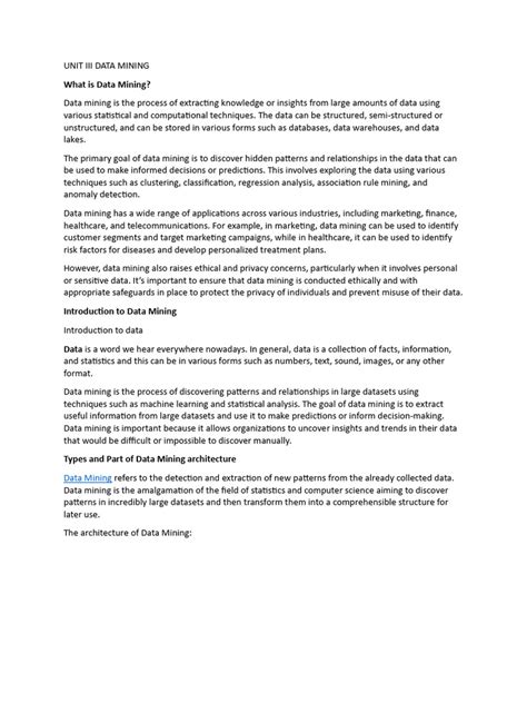 Dwdmunit3 Pdf Cluster Analysis Data Mining