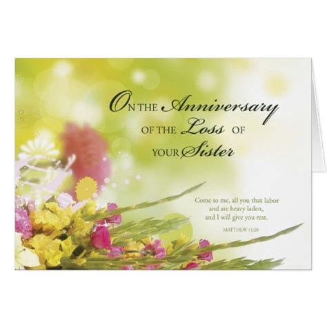 Anniversary Of Loss Of Sister Death Flowers Card