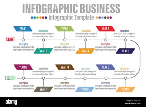 6project 6months 6yearmodern Timeline Diagram With Progress Circle Presentation Vector