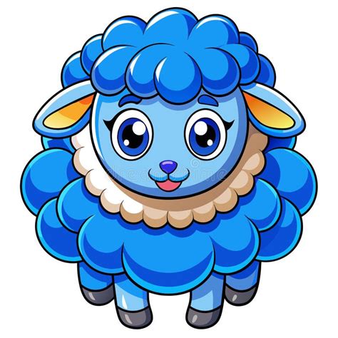 Blue Sheep Knocks Vector Kawaii Stock Vector Illustration Of Happy