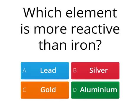 Using Displacement Reactions Quiz
