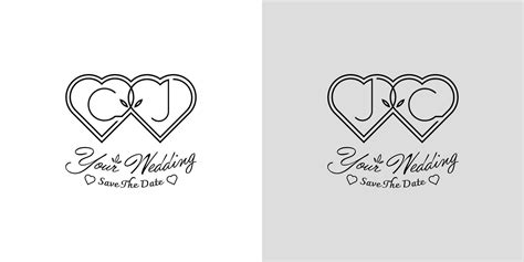 Letters Cj And Jc Wedding Love Logo For Couples With C And J Initials 42073481 Vector Art At