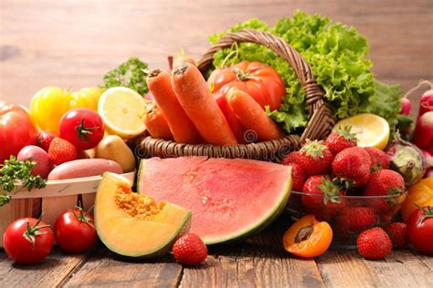 Assorted Fruit And Vegetable Stock Image Image Of Wood Composition 118246911