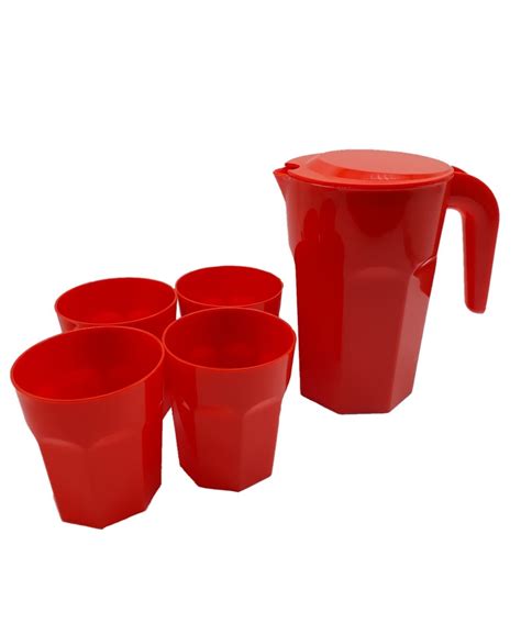 Kit Suco 1 Jarra De 15 Litros Com 4 Copos De 400 Ml Cozinha Dehaus