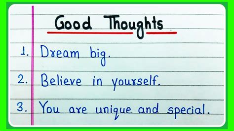 Good Thoughts 10 Good Thoughts Good Thoughts In English One Line
