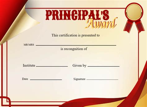 Editable Principal Award Editable Certification Clever Certificates
