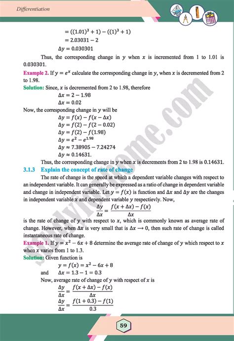 Differentiation Unit 3 Maths 12th Text Book