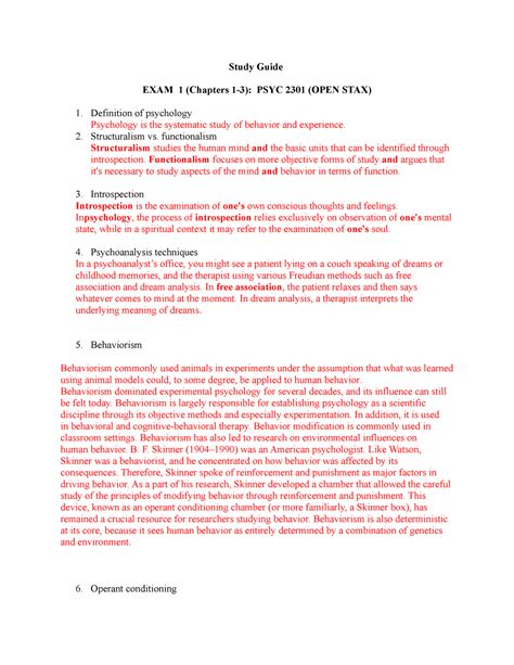 Study Guide Exam PSYC Study Guide EXAM Chapters PSYC OPEN STAX Definition Of