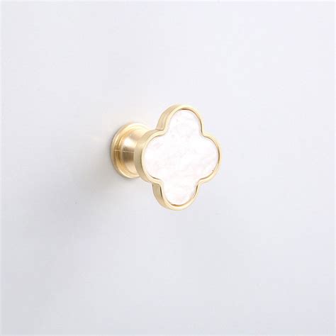Four Leaf Clover Brass Knobs Nature Shell Drawer Knobs Modern Etsy