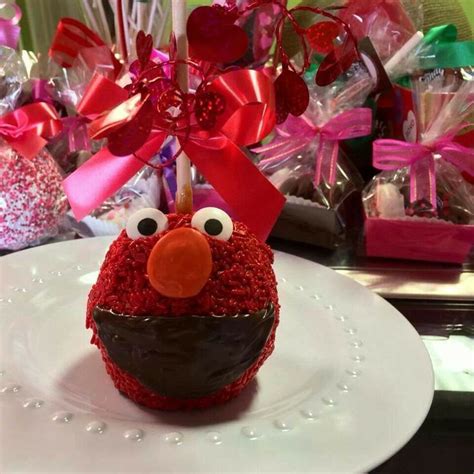 Elmo Candy Apples For Sesame Street Party