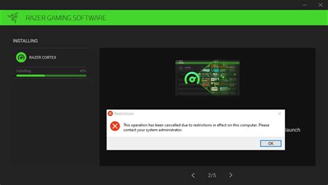 Restrictions Error Popup Is Preventing Me From Installing Razer Cortex