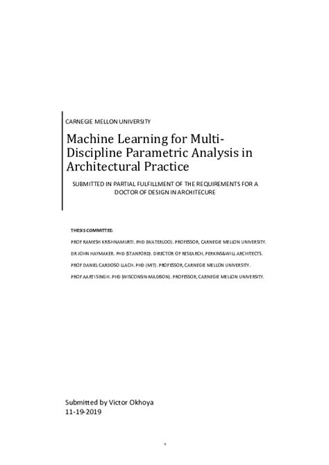 Pdf Machine Learning For Multi Discipline Parametric Analysis In Architectural Practice
