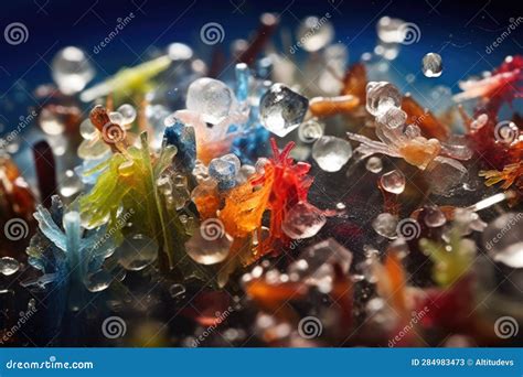 Microplastics In Water Sample Under Microscope Lens Royalty Free Stock