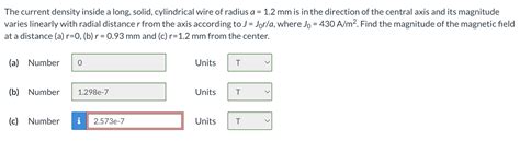 Solved The Current Density Inside A Long Solid Cylindrical