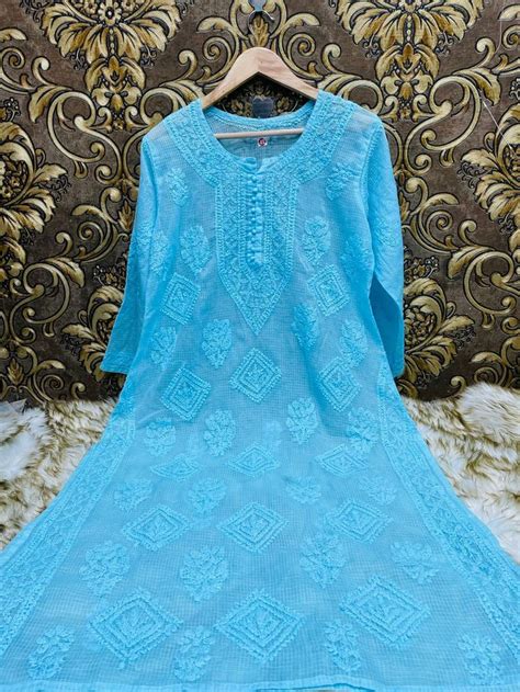 Lucknowi Chikankari Kurti Long Sleeve Dress