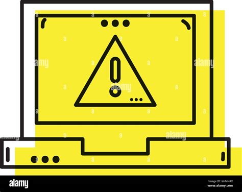 Caution Emblem Alert Inside Laptop Technology Vector Illustration Stock