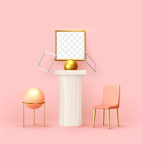 Abstract Background With 3d Realistic Objects Design Interior Art