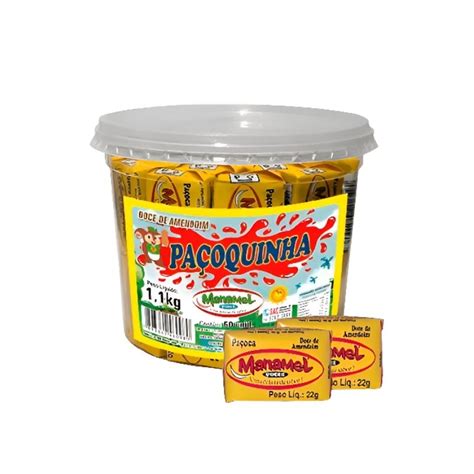 Paçoquinha Quadrada Embrulhada Manamel Pote Com 52 Unidades Shopee Brasil