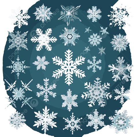 Snow Flakes Vector Sticker Clipart Set Of White Snowflakes On A Dark