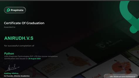 Completed Prepinstas 40 Hours Python Programming Course
